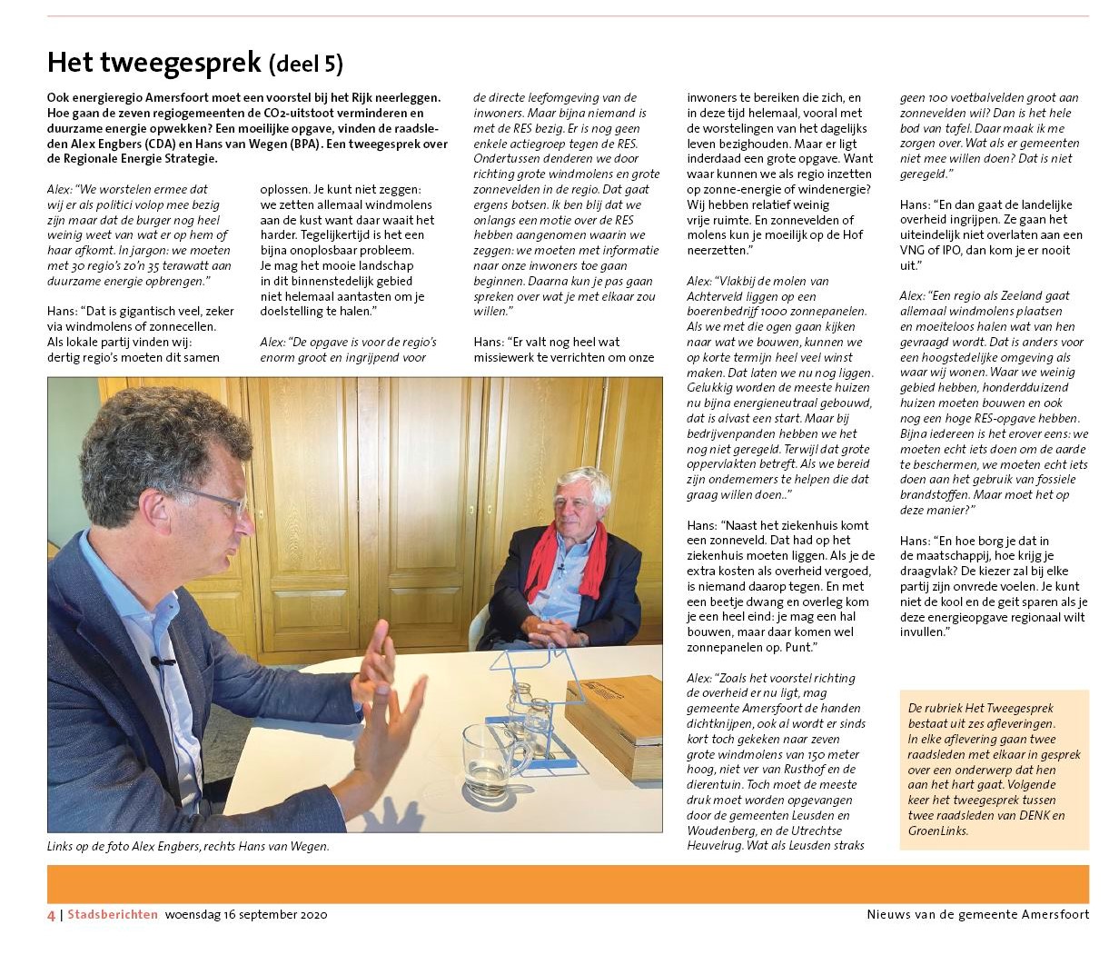In de media – Tweegesprek over Energieregio Amersfoort – Burger Partij ...